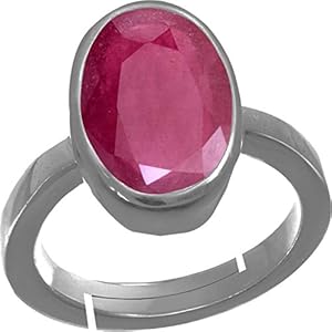 Rama & Mool Chand Trading 7 ratti Natural Ruby Silver Gemstone Ring ...