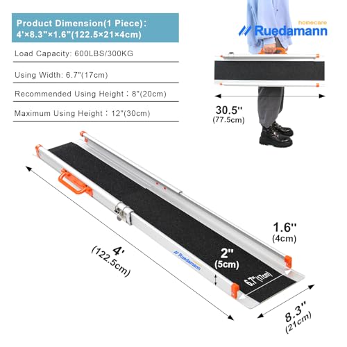 Snapklik.com : Portable Wheelchair Ramp, 4FT Adjustable Aluminum Ramp ...