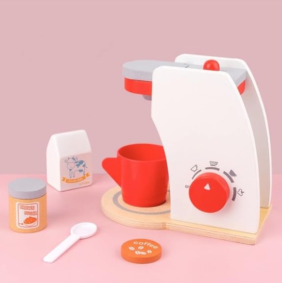 Buy BLiSS HUES Wooden Coffee Machine Toy Set with Acessories- Pretend ...
