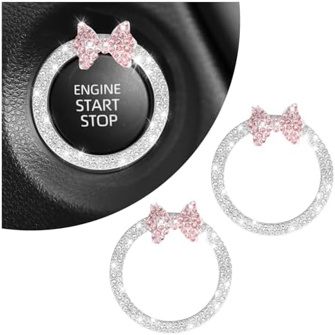 Amazon.com: 2PCS Pink Bow Car Engine Start Button Cover,Bling Cute Car ...