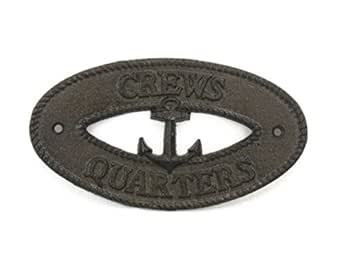 Hampton Nautical Crews Quarters with Anchor Sign 8" Metal Wall Art-Cast ...