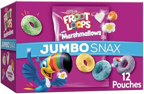 Amazon.com: Kellogg's Jumbo Snax Froot Loops Cereal Snacks, Lunch Box Snacks, Fruit Flavored ...