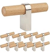foxwake Wood and Silver Cabinet Handles Pull 10Pcs Adjustable Double ...