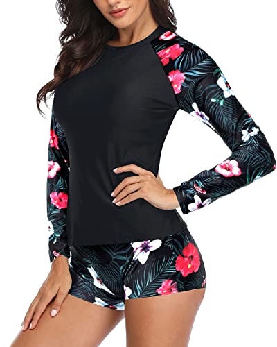 Snapklik.com : Daci Women Green Leaf Flower Two Piece Rash Guard Long ...