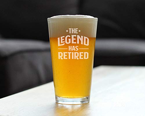 The Legend Has Retired - Pint Glass For Beer - Funny Retirement Gifts ...