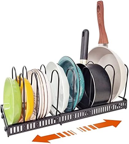 Expandable Pan Organiser Rack, Pot Lid Holder with 7 Dividers ...
