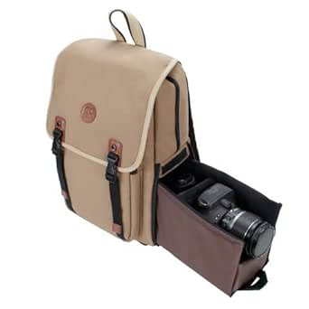 DSLR Camera Backpack by GOgroove (Mid-Volume Tan) with Interior Tablet ...