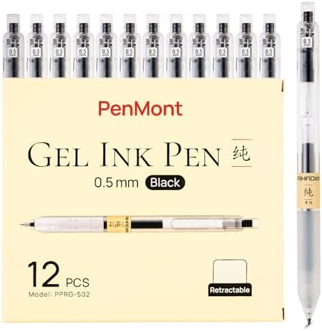 Amazon.com: 12 Pcs, Gel Pens 0.5mm, Retractable Pens, Black Pens 0.5 ...
