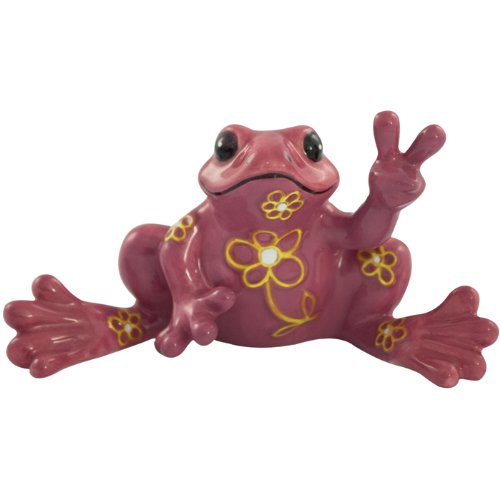 Westland Giftware Peace Frogs Ceramic Purple Flower Frog Mini Figurine ...