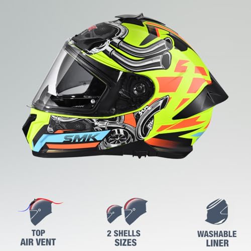 SMK Typhoon Motorhead ISI ECE & DOT Certified Full Face Dual Visor ...
