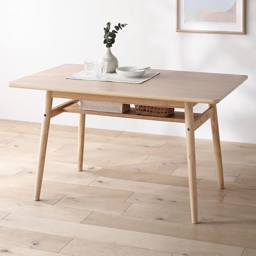 Amazon｜RASIK ダイニングテーブル 単品 4人用 120cm幅 ナチュラル 食卓 棚付き テーブル下 収納 オーク材 突板 北欧 お客様組立 Mivo ミヴォ｜ダイニングテーブル ...