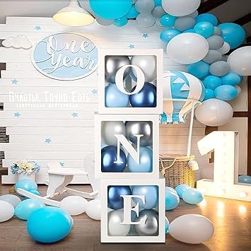 PARTY PARAGON One Box For 1st Birthday - 34 Pcs, Baby Balloon Box for ...