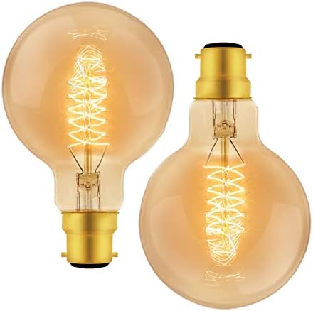 B22 Vintage Bayonet Edison Light Bulbs, G80 Dimmable, Warm White 2700K ...