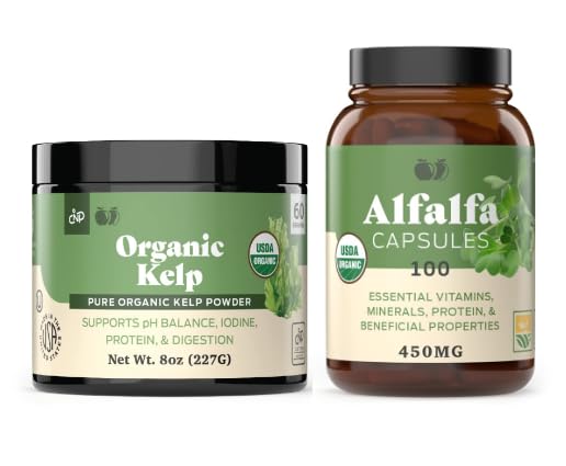 Amazon.com: Organic Kelp Powder 8oz & Pure Alfalfa Leaf 100 Capsules ...