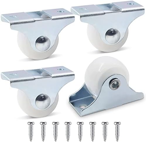 4 x Fixed Single Wheel Castors Without Brake Ø 35 mm, Side Plate Fixing ...