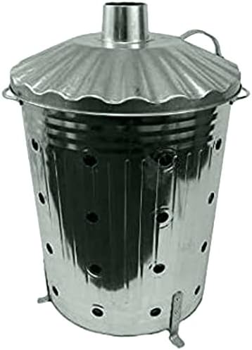 90 Litre Steel Fast Burn Incinerator Large Galvanised Metal Fire Bin ...