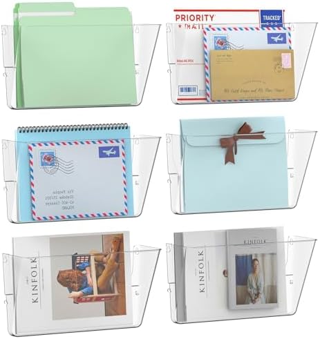 Amazon.com : samstar 6 Pack Clear Acrylic Wall File Holder,Wall Mount ...