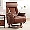 Amazon.com: Benchmaster Augusta Brown Swivel Faux Leather Recliner ...