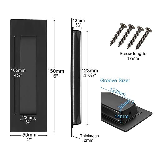 Malimali 2 Pack Stainless Steel Recessed Sliding Door Handles, 150mm ...