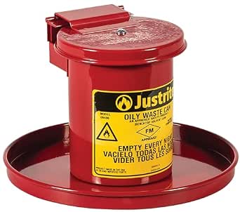 Justrite 09400 Galvanized Steel Portable Bench Top Solvent Can, 1.7 ...