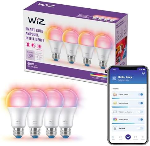 WiZ Connected 60W A19 LED Smart Light Bulbs - Connects to Your Wi-Fi ...