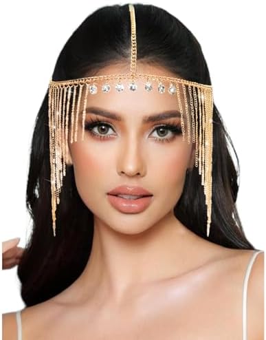 Amazon.com : Blindery Gold Head Chain Jewerly Rhinestone Hair Headpiece ...