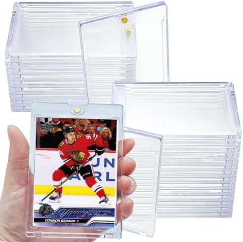 Amazon.com: 25 PCS Magnetic Card Holder, 35 PT One Touch Card Holder 2-Piece Design with Gold ...