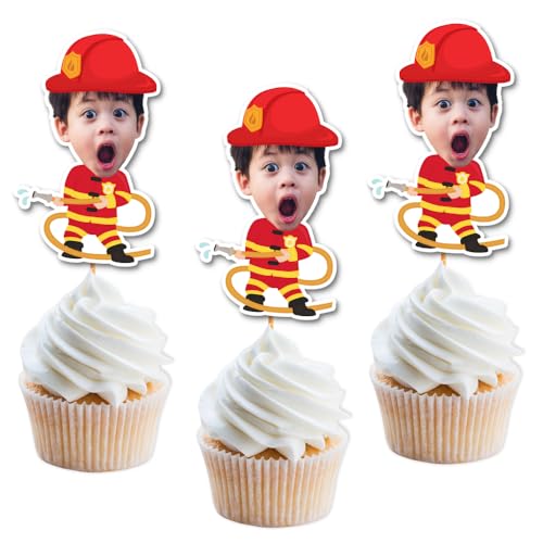 Amazon.com: Custom Firefighter Cupcake Toppers Personalized With Photo ...