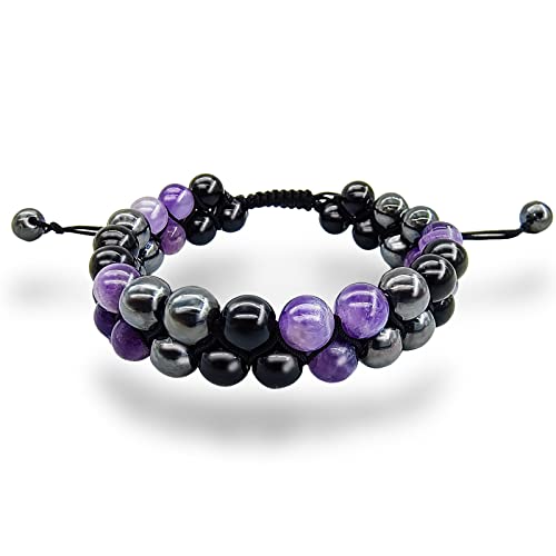 Amazon.com: Amethyst Bracelet Double Row Healing Wrap Adjustable Woven ...