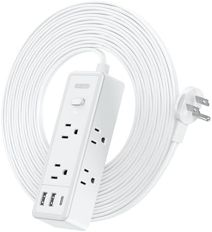 Amazon.com: NTONPOWER Flat Plug Power Strip, Extension Cord 25 ft Surge ...