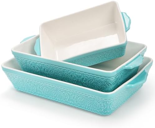 Amazon.com: Peohud Set of 3 Casserole Dishes for Oven, Porcelain Baking ...