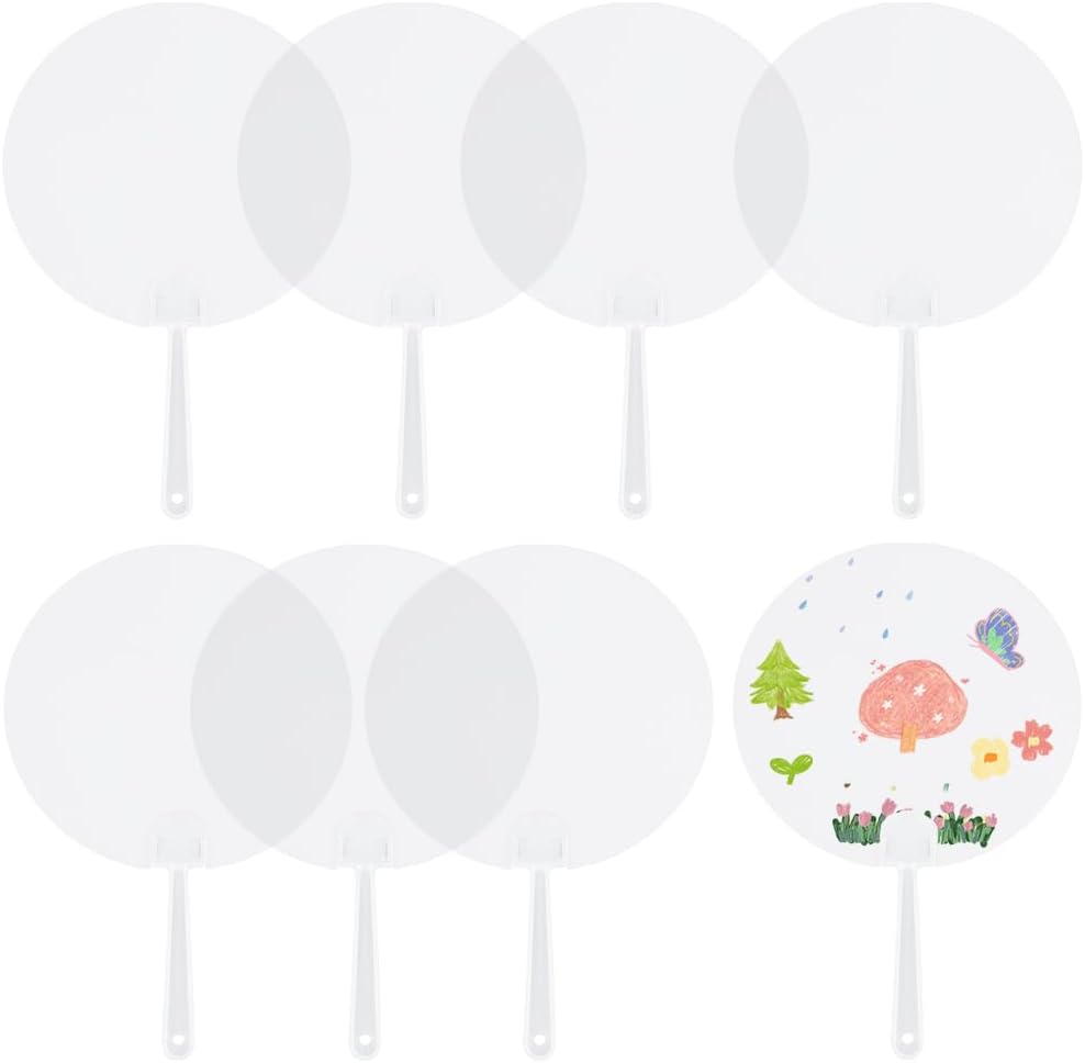 Amazon.com: SOFPLATE 10Pcs Plastic Round Hand Fan Blank Hand Fans Bulk ...