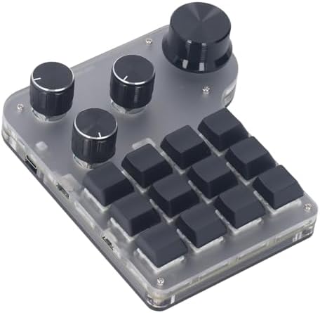 USB Mini Macro Mechanical Gaming Keyboard, Programming Keypad with 12 Keys 4 Knobs, USB C BT 2 ...