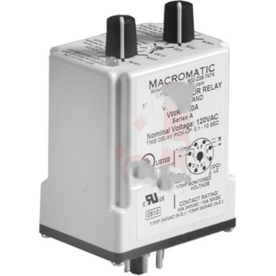 Macromatic VWKP120A, Relay, E-Mech, Voltage Monitor, DPDT, Cur-Rtg 10A, Ctrl-V 120AC, Vol-Rtg ...
