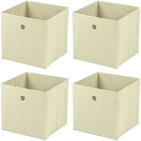 Taylor & Brown Set of 4 Large Foldable Square Storage Cubes, Fabric ...
