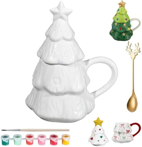 Amazon.com: DIY Christmas Tree Mug Painting Set, Paint Your Own Ceramic ...