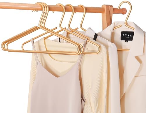 Amazon.com: Premium Matte Gold Aluminum Coat Hangers 6 Piece Set, 16.5 ...