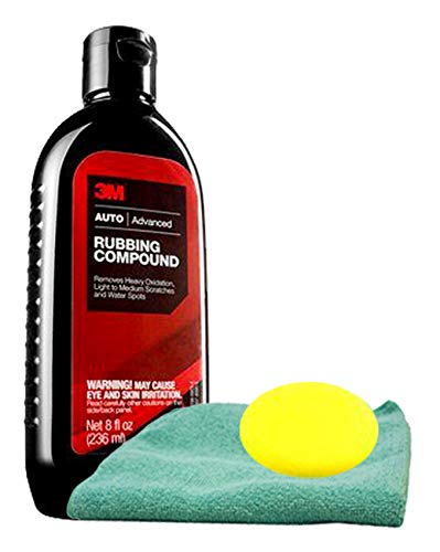 3M Auto Advanced Rubbing Compound (16 oz), Microfiber Cloth & Foam Pad ...