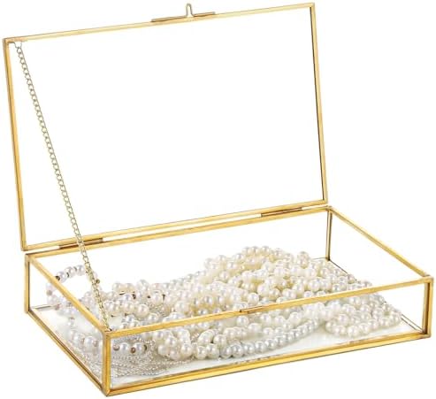 Amazon.com: Zerodeko Vintage Glass Box, Clear Rectangular Keepsake Case ...
