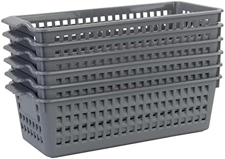Amazon.com: Nesmilers 6-Pack Slim Plastic Storage Baskets Bin ...