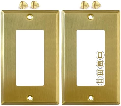 Rio Salto MID-SIZE Modern Linear Metal Gold Light Switch Wall Plate or ...