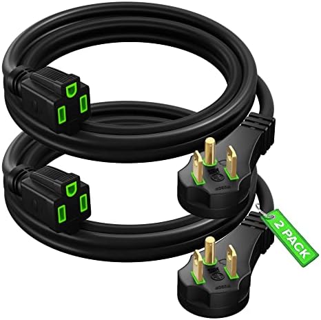 Elecan Flat Plug Extension Cord 3 Ft 2 Pack with Slim Space-Saving Plug ...