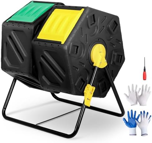 Amazon.com : Saturnpower Large Composting Tumbler Dual Chamber Outdoor ...