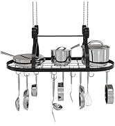 Amazon.com: TICKCACY 33” Pots and Pans Hanging Rack, Black Hanging Pot ...