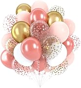 Amazon.com: Rose Gold Pink Confetti Balloons, 50 Pack 12 inch Retro ...