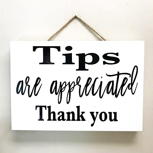 Amazon.com : Cash Tips are Appreciated Thank You! Wood Sign Block ...
