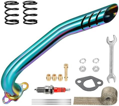 Amazon.com: HIAORS Mini Bike Exhaust Pipe Header Kit Compatible with ...