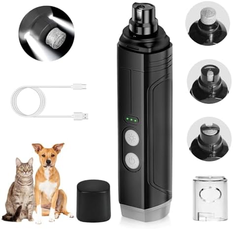 pecute Krallenschleifer für Hunde und Katzen mit LED-Licht, 50 Dezibel Super-Leise, Zwei-Gang ...