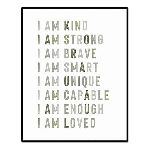 Amazon.com: Positive Affirmations, Classroom Wall Art, Green Nursery ...