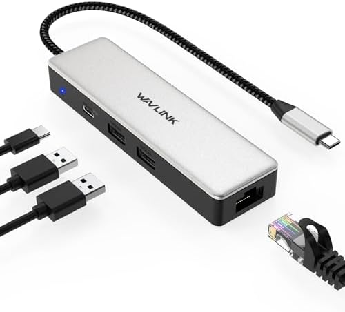 WAVLINK 4-in-1 USB-C Ethernet Adapter Hub, 2.5G Ethernet Port, USB 3.2 ...